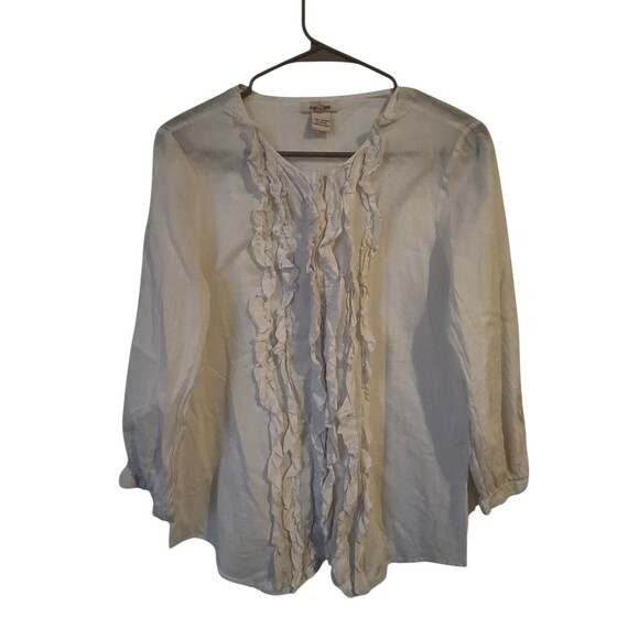 Sundance | Tops | Sundance Womens M Cotton Button Down Ruffled Top ...
